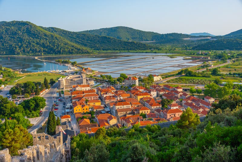 Aerial View of Croatian Town Ston Stock Photo - Image of destination ...