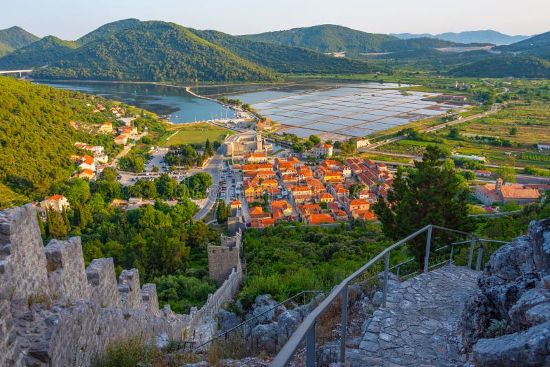 Aerial View of Croatian Town Ston Stock Image - Image of cityscape ...