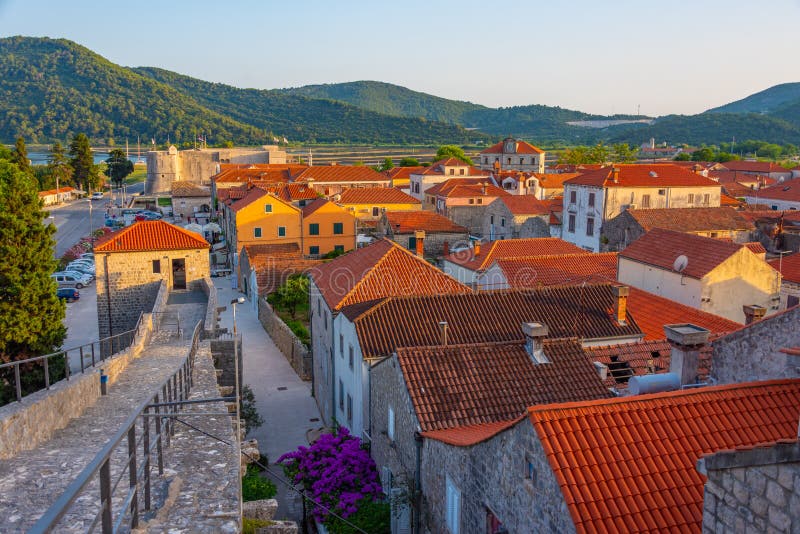 Aerial View of Croatian Town Ston Stock Image - Image of landscape ...