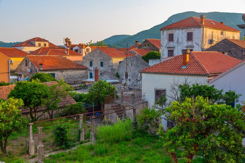 Aerial View of Croatian Town Ston Stock Image - Image of castle ...