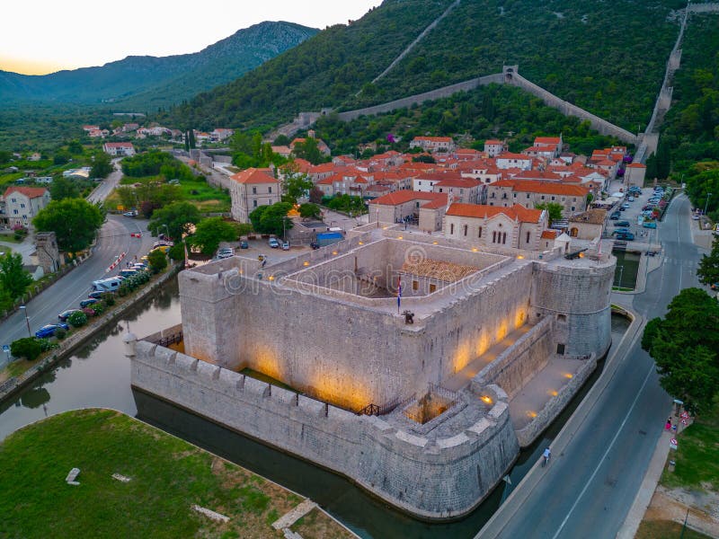 Aerial View of Croatian Town Ston Stock Photo - Image of town, city ...