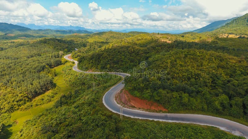 Aerial View of Crooked Path of Road on the Mountain. Stock Image ...