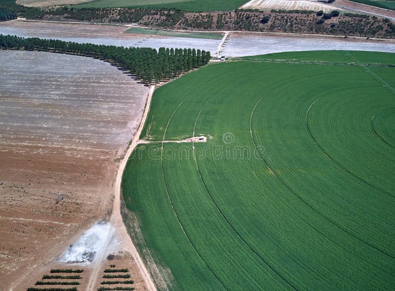 Aerial View of Crop Field with Circular Pivot Irrigation Sprinkler ...