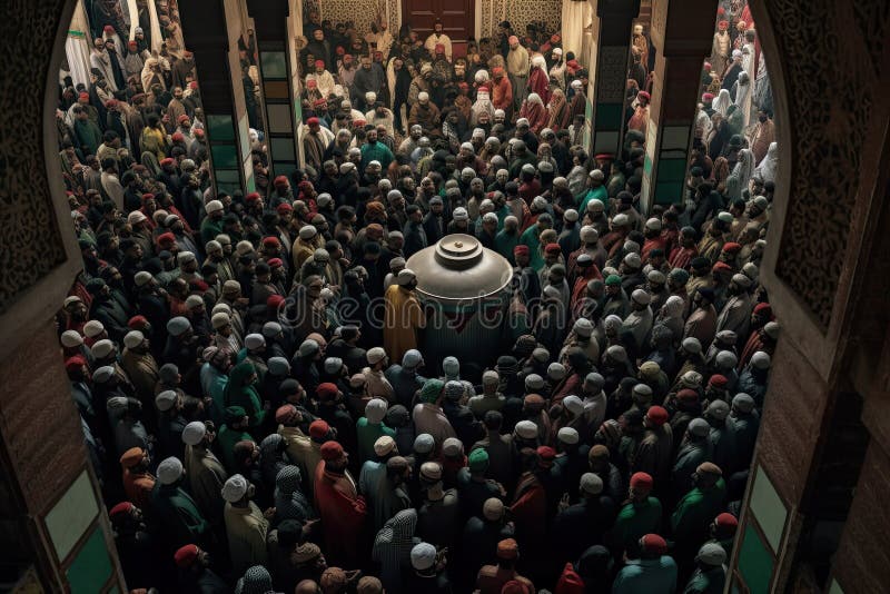 Aerial View of Crowd Gathering. Generative Ai Stock Illustration ...