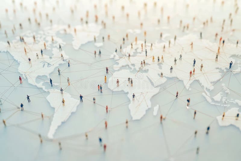 Aerial View of a Crowd Network Landscape Outdoors. Stock Illustration ...