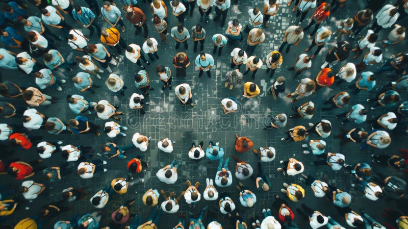 Aerial View of Crowd of People Stock Illustration - Illustration of ...