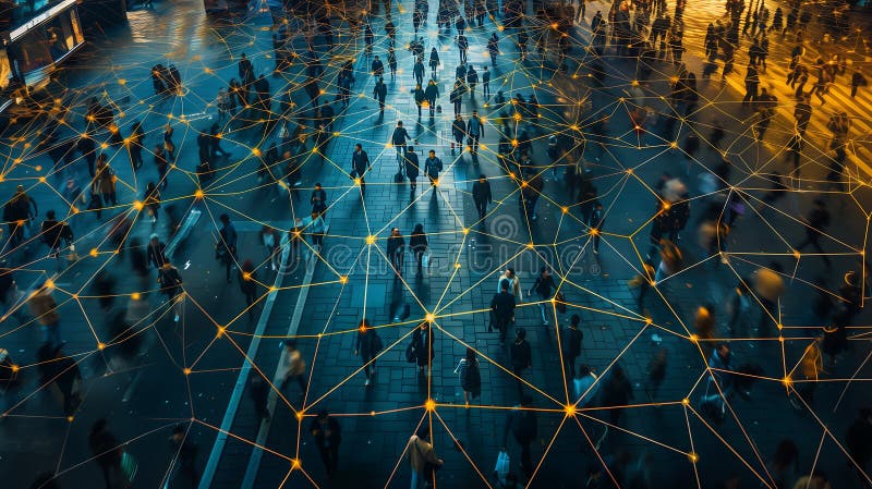 Aerial View of a Crowded City Street, Visualizing the Movement of ...