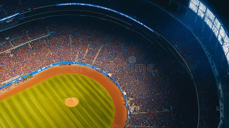 Aerial View of a Crowded Stadium during a Baseball Match Stock ...