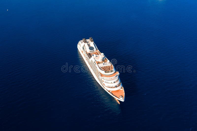 Aerial View of Cruise Ship Sailing in Open Sea Stock Photo - Image of ...