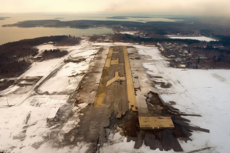 Aerial View of Crumbling Runway at Base Stock Illustration ...