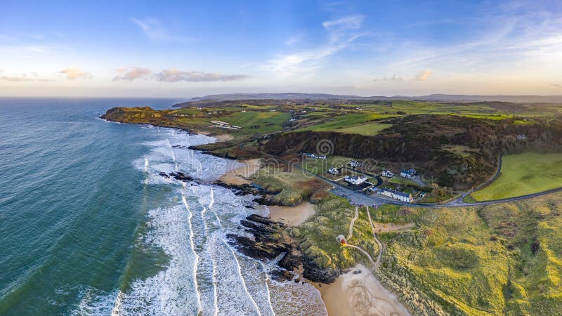 Aerial View of Culdaff Beach in Donegal Ireland Stock Image - Image of ...