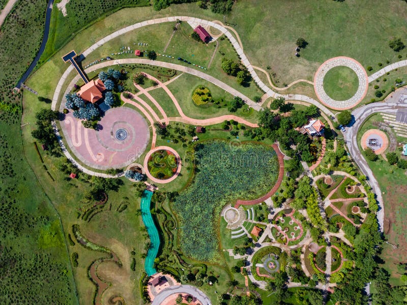 Aerial View of the Curve Footpath in the Park Stock Photo - Image of ...