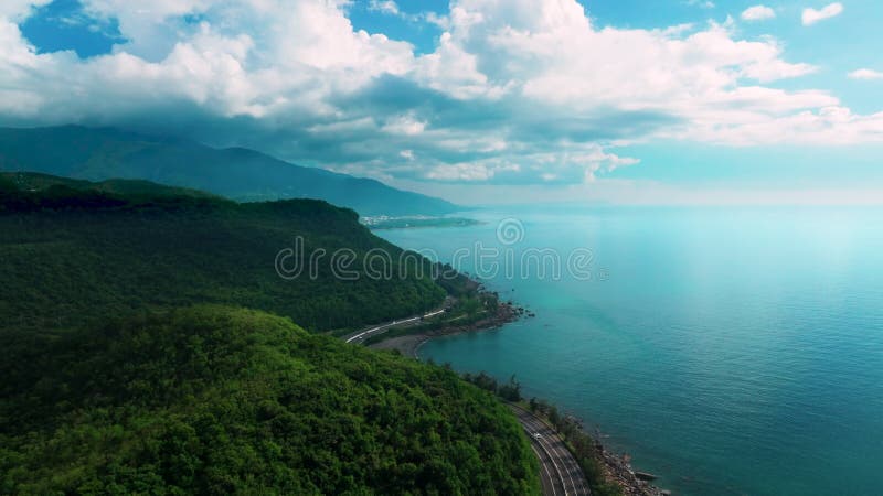 Aerial View of Curve Road Along the Seashore Stock Video - Video of ...