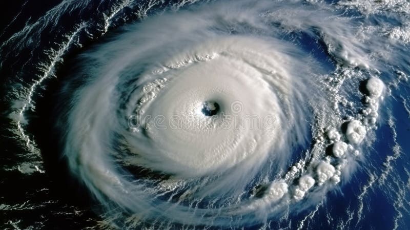 Aerial View of a Cyclone with the Eye in Center Stock Illustration ...
