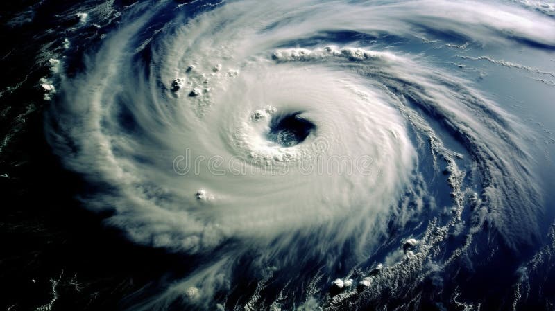 Aerial View of a Cyclone with the Eye in Center Stock Illustration ...
