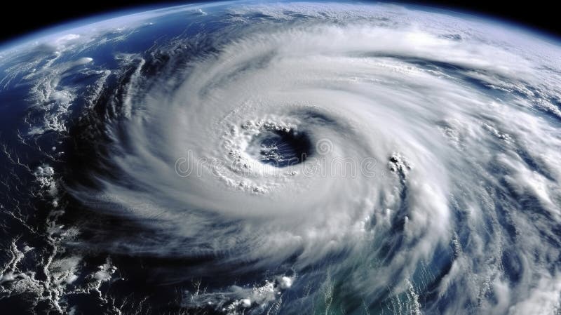 Aerial View of a Cyclone with the Eye in Center Stock Illustration ...