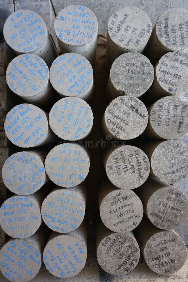 Aerial View of Cylinder Concrete Samples for Compressive Strength Test ...