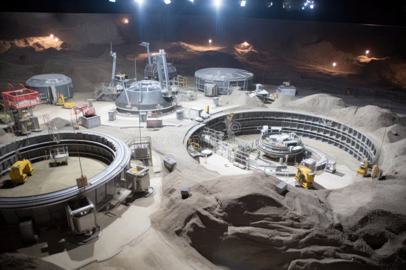 Aerial View of a 3d-printed Lunar Base Under Construction Stock ...