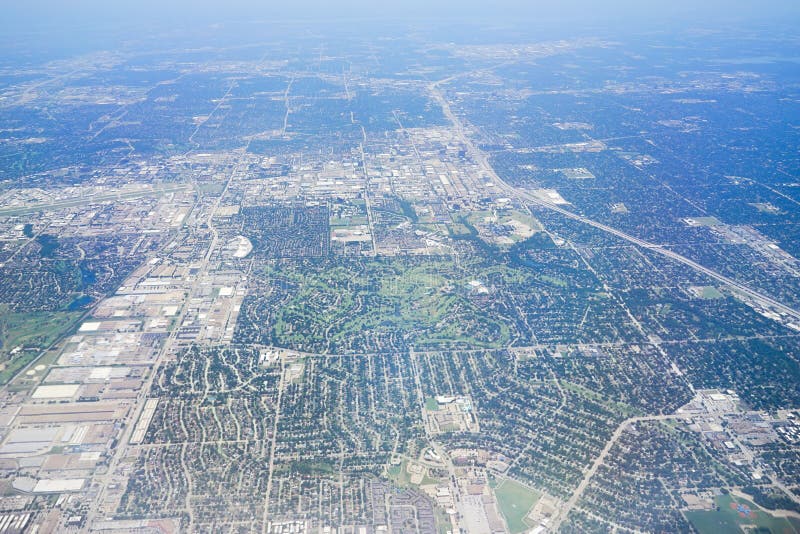 Aerial view of Dallas stock image. Image of high, highway - 119198523