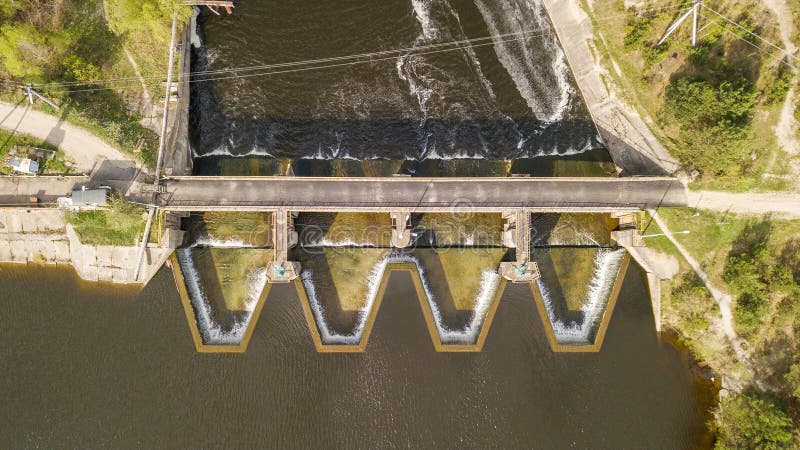 Aerial View of the Dam with the Road on the River Stock Photo - Image ...
