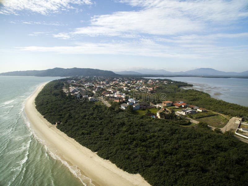 Aerial View Daniela Beach in Florianopolis, Brazil. July 2017. Stock ...