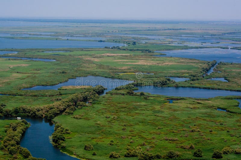 Aerial View of Danube Delta Stock Photo - Image of grassland, bank ...