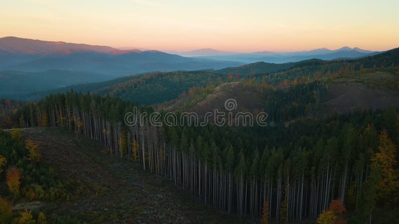 Aerial View of Dark Mountain Hills Covered with Bare Patches As Result ...