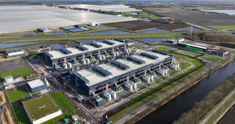 Aerial View of Data Center in Amsterdam Science Park with Large ...