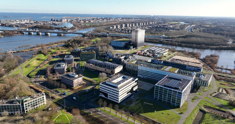 Aerial View of Data Center in Amsterdam Science Park with Large ...