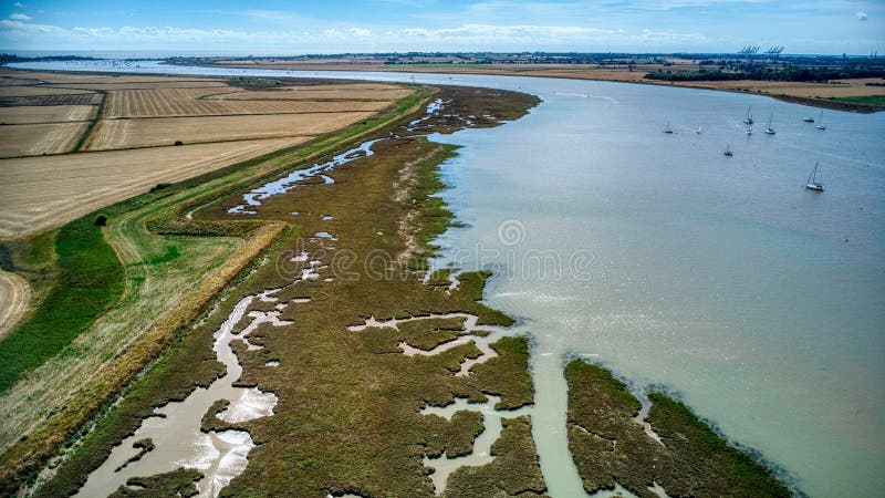 Aerial view of Deben River stock image. Image of nature - 257495827
