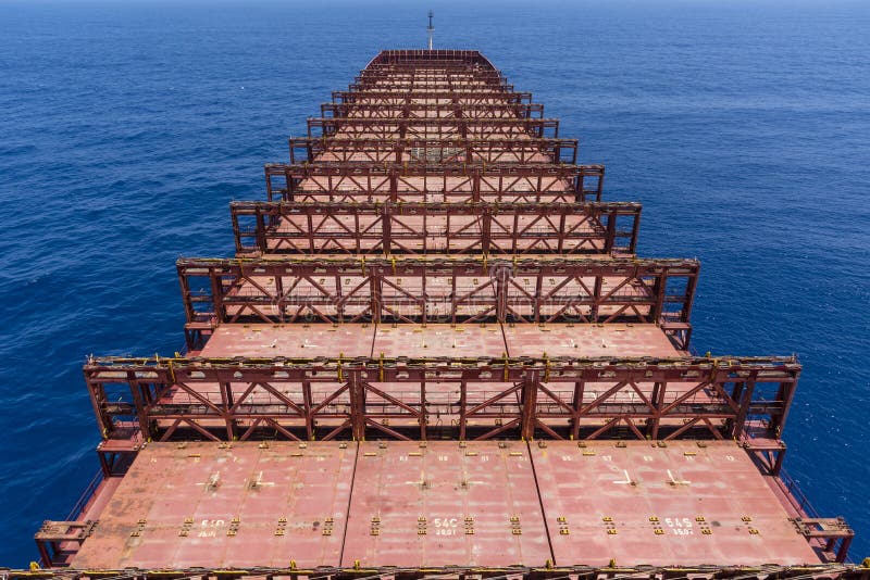 Aerial View on Deck of the Cargo Container Ship. Stock Photo - Image of ...