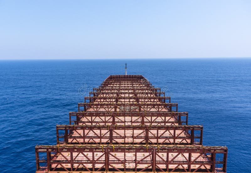 Aerial View on Deck of the Cargo Container Ship. Stock Image - Image of ...