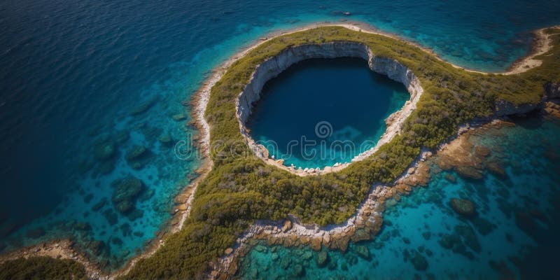 Aerial View of a Deep Blue Hole in the Ocean. Stock Photo - Image of ...