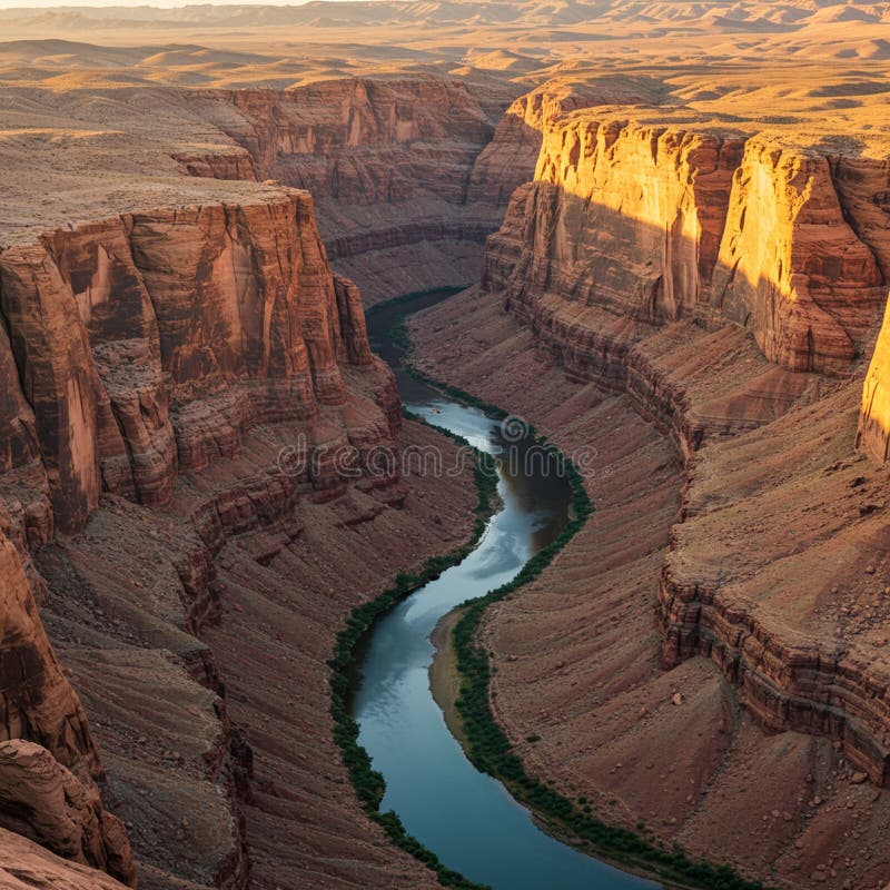 Aerial View of a Deep, Winding Canyon Featuring Steep, Reddish-brown ...