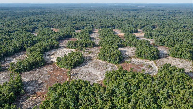 Aerial View of Deforestation with Checkerboard Pattern of Cleared and ...
