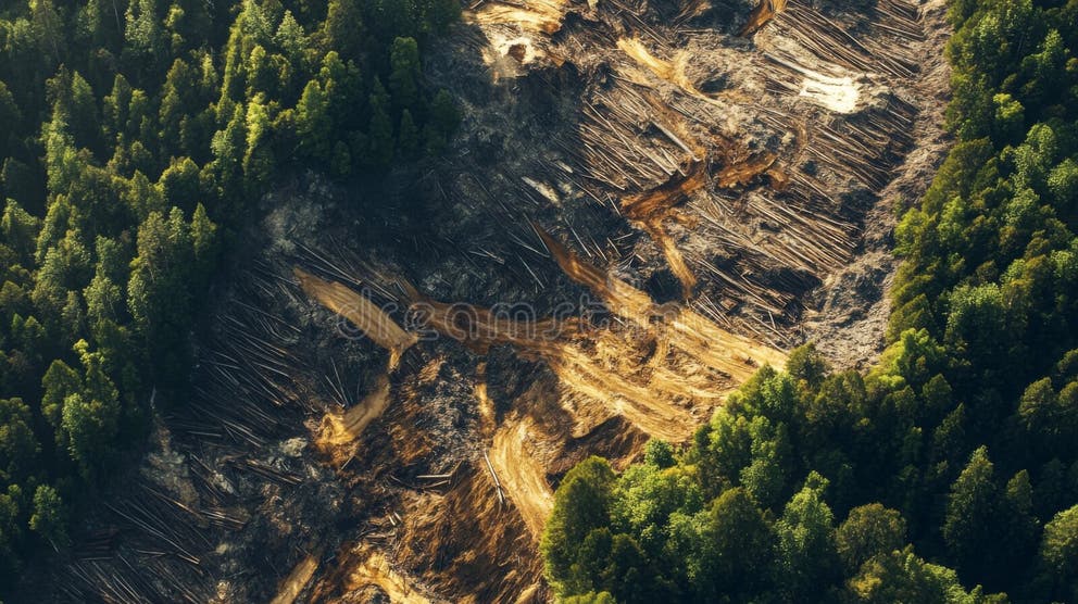 Aerial View of Deforestation and Remaining Forest Stock Illustration ...