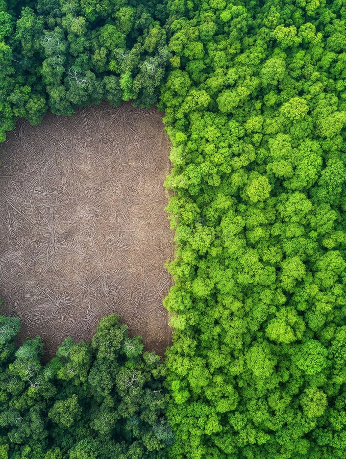 Aerial View of Deforestation Vs Lush Forest. Stock Illustration - Illustration of pollution ...