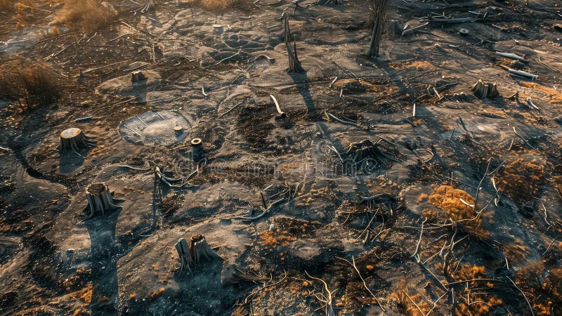 Aerial View of Deforested Area Showing Devastation Caused by Tree ...