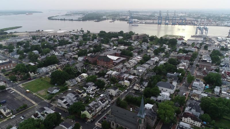 Aerial View of Delaware Riverfront Port City Gloucester New Jersey ...