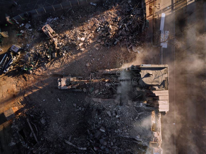 Aerial View of Demolition Site. Process of Demolition of Old Industrial ...