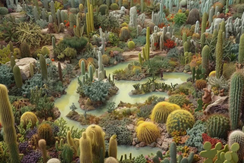 Aerial View of a Dense Cactus Garden in Desert Stock Illustration ...