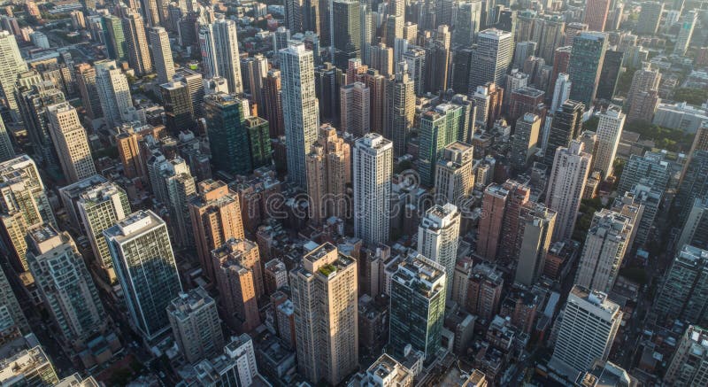 Aerial View of Dense City Buildings at Daytime Stock Illustration ...