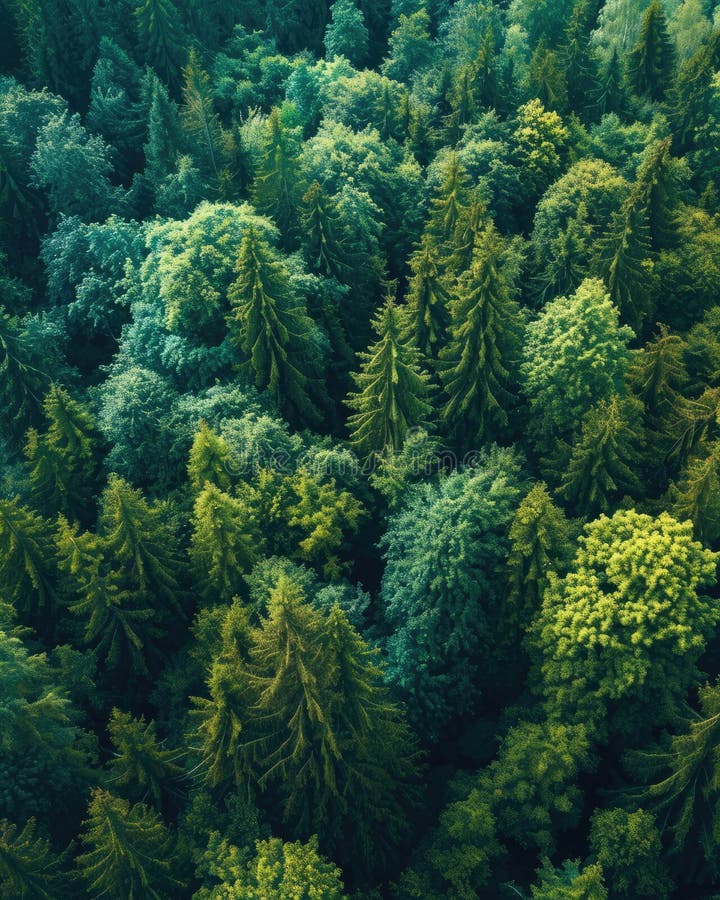 Aerial View of Dense Forest with Abundant Trees Stock Illustration ...