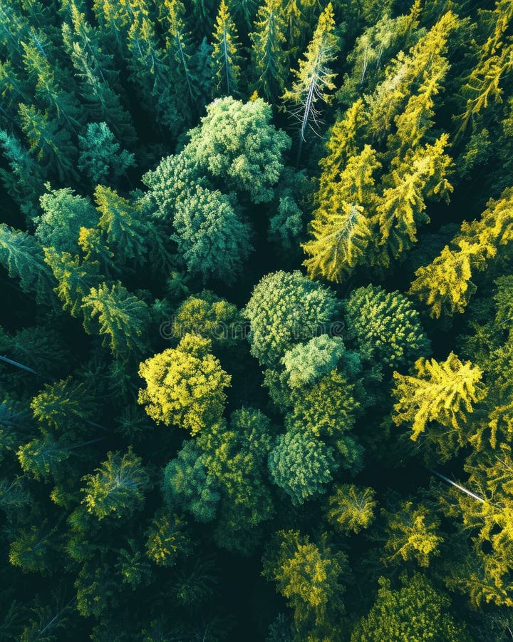 Aerial View of Dense Forest Stock Illustration - Illustration of ...