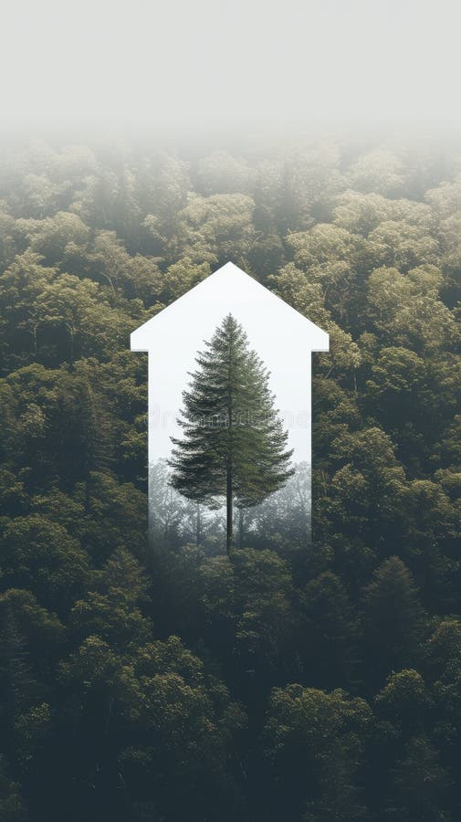 Aerial View of Dense Forest with a Double Exposure Effect of a Tree ...