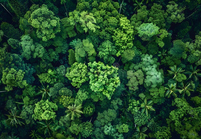 Aerial View Dense Green Forest Canopy Stock Illustration - Illustration ...