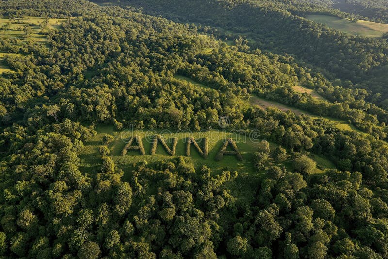 Aerial Forest Canopy with Clearings Forming the Name "anna" in Natural ...