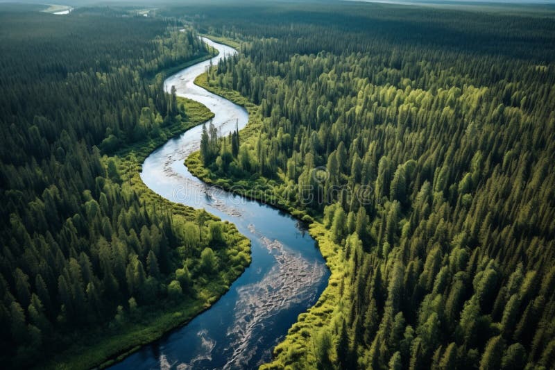 Aerial View of a Dense, Multi-colored Autumn Forest with a Road Cutting ...