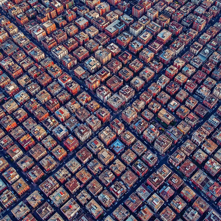 Aerial View of a Dense Urban Area Characterized by a Grid-like Pattern ...
