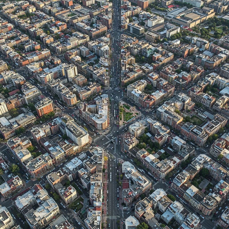 Aerial View of a Dense Urban Grid in Boston, Massachusetts. Streets ...